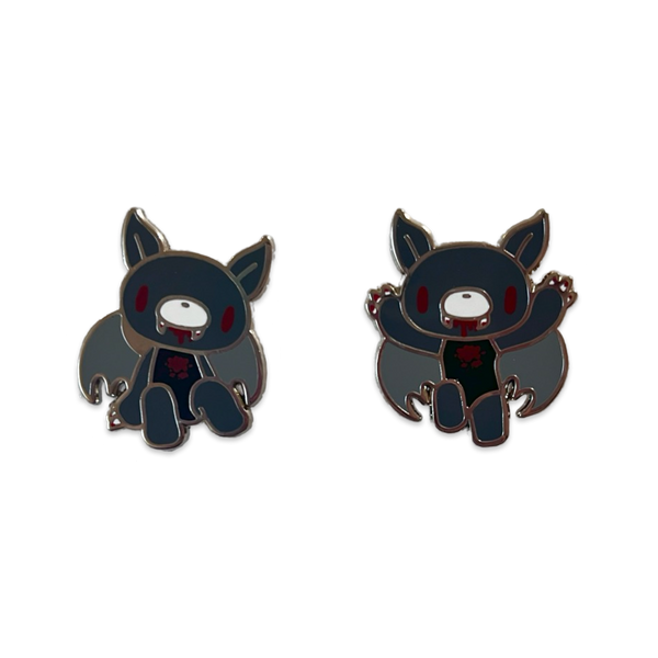 Gloomy Bear Bat Enamel Pin Set [GREY/RED] - Gloomy Bear Official